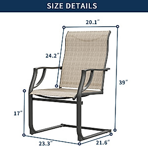 UDPATIO Patio Dining Chairs Set of 4, High Back Patio Chairs in All Weather Breathable Textile Fabric, Outdoor Furniture Chairs for Deck, Lawn, Garden, Backyard (Brown)