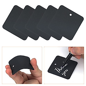 100 PCS Kraft Paper Gift Tags with 100 Feet Jute Twine 2.7’’x 1.5’’ Vintage Wedding Name Tags Price Hang Tags (Black)