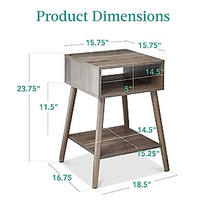 Best Choice Products Mid-Century Modern End Table Set of 2, Side Accent Furniture for Living Room, Den, Sitting Room, Space Saving w/Cubby Storage, Lower Shelf, Pine Wood Legs - Gray Oak