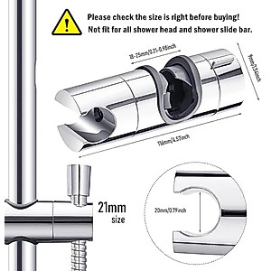 Adjustable Shower Head Holder for Slide Bar,Universal 18-25MM O.D. Rail Head Bracket Holder for Slide Bar Slider Clamp Bathroom Replacement 360 Degree Rotation Sprayer Holder (ABS Chrome)