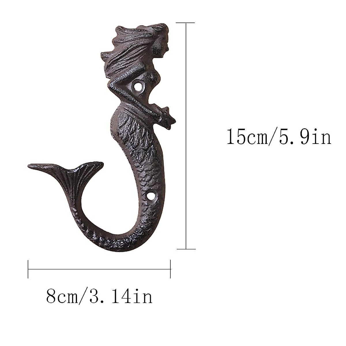 UVKDEENK 2pcs Mermaid Hooks, Wall Mounted Clothes Hooks, Heavy Duty Animal Iron Hooks, Personalized Hooks for Bathroom, Locker, Living Room, Garden, Outdoor, Park, Hallway, Office, Towel, Coat