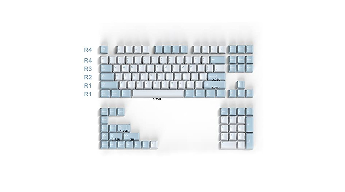 mintcaps Dreams Blue White Keycaps Set for Mechanical Keyboards