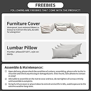 Rattaner 5-Piece Patio Furniture Sofa Set Outdoor Wicker Sectional Couch with Storage Table No-Slip Cushions Furniture Covers, Grey