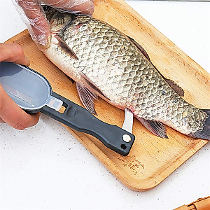 Fish Scaler with Knife,Fish Scaler Remover,Fish Scales Scraper with Lid Cover,2 in 1 Fish Cleaner Skin Scraper Brush Remover,Fish Scale Planer Tool Fish Scaler Fillet Knife Fish Cleaning Tool