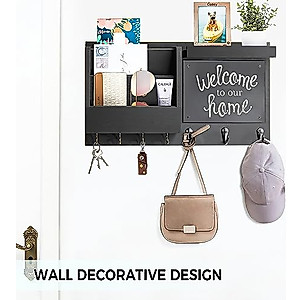 Ziivita Key Holder for Wall - Mail Holder Organizer Wall Mount with Shelf - Hanging Key Rack Hanger with Hooks Decorative for Home Coat Letter Dog Leash Entryway Living Room Decor