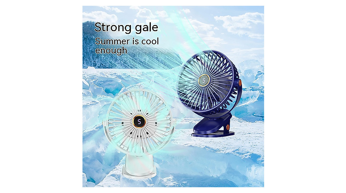 AbuDodo Clip-On Fan - Portable, 5-Speed, LED Light