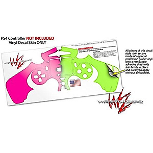 WraptorSkinz Skin Compatible with Sony PS4 Dualshock Controller PlayStation 4 Original Slim and Pro Ripped Colors Hot Pink Neon Green (Controller NOT Included)