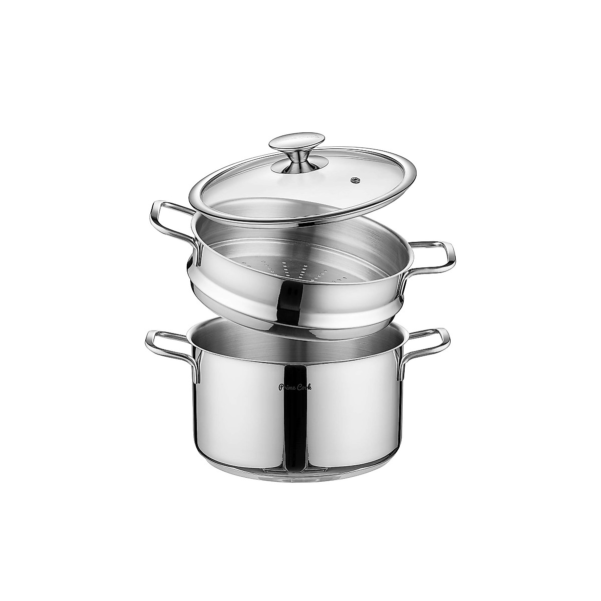 Prime Cook 6.4 QT Stainless Steel #304 Stock Pot with Steamer Insert