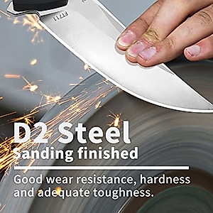 FreeTiger Foldable Pocket Knife(FT711) D2 Steel 3.62 Inch Fine Edge Blade -Best Camping Hunting Fishing Hiking Survival Military EDC Tactical Knives Men Gifts for Dad Backpacker