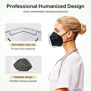 N95 Mask NIOSH Approved 20-Pack, Particulate Respirator N95 Face Masks Universal Fit - Individually Wrapped, Black