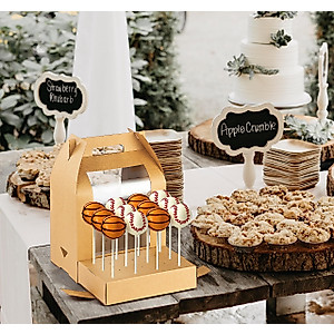 Hzzycaxli 6 Pcs Portable Cake Pop Packaging Box White Cake Pop Holder Cake Pop Stand 18 Holes 8.7 x 5.9 x 11.8 Inches with Clear Window Displaying Small Cake Box for Lollipops (Kraft paper)