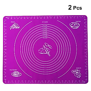 Hemoton 6 Pcs Bread Baking Pan Silicone Rolling Mat Cookies Dough Cooking Tool Mat Pizza Dough Pizza Rolling Mat Table Placemat Pad Silicone Fondant Mat Silicone Pad Scale Purple