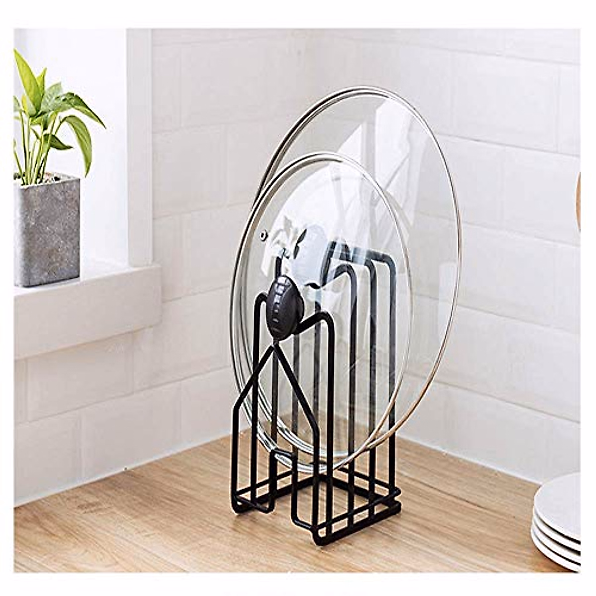 NEIDE Kitchenware Rack Storage Spoon Holder Pan Pot Lid Cover Stand Holder Shelf Rack Tool Pan Pot Lid Cover Rack C Board Storage Holder Shelf Kitchen Stand Multi-Pot Lid Rack Wall Space