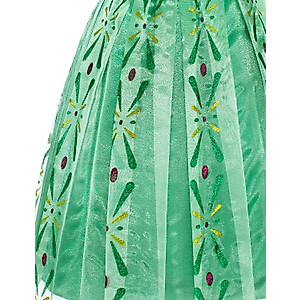 Party Chili Princess Costumes Birthday Party Fancy Dress Up for Little Girls with Wig,Crown,Mace,Gloves 5-6 Years (130)