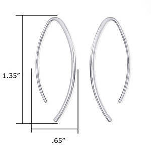 Boma Jewelry Sterling Silver Elliptical Threader Pull Through Hoop Earrings (Silver)