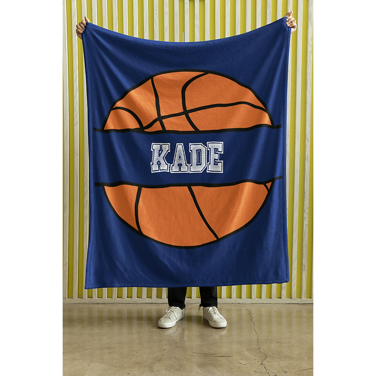 Personalized Custom Basketball Fleece and Sherpa Throw Blanket for Kids Youth Basket Ball Indoor Outdoor Blankets Boys Girls Toddler Mini Hoop Fans Toys Apparel