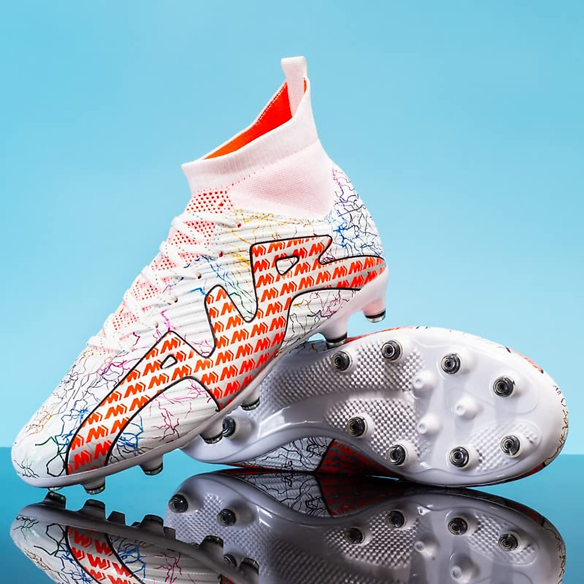 AOCON Men's Soccer Shoes Cleats FG/AG Youth Professional Spikes Athletic Football Sneaker Shoes for Training Outdoor Indoor