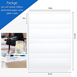 Yexiya Perforated Paper Nameplate Inserts Printable Name Plate Inserts Print or Write Paper Inserts Blank Paper Name Badge Inserts for Business Meetings Corporate Events(30 Pack,8 x 2 Inch)