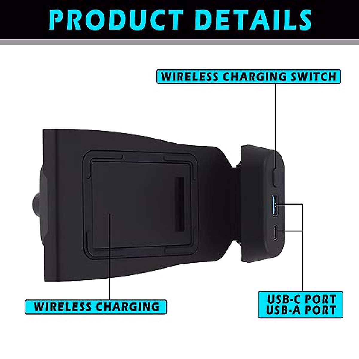 Wireless Phone Charging Plate, Vehicle Inner Central Box Charger Accessory with USB Port, Compatible with Volvo XC90 XC60 S90 S60 V90 V60, Plug & Play Easy Installation