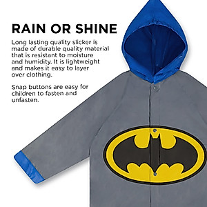 DC Comics Boys Umbrella And Poncho Raincoat Set, Batman Boys Rain Wear For Toddler Ages 2-4 Or Kids Ages 4-7