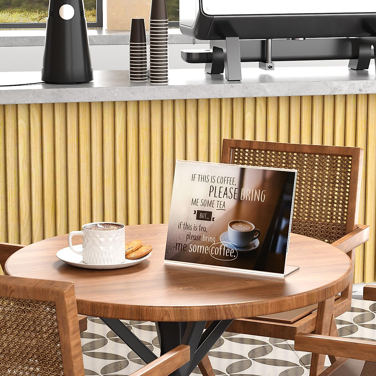 HIIMIEI Acrylic Slant Sign Holder Horizontal 8.5x11 6 Pack, Plastic Table Menu Display Stand Holder Landscape, Plexi Single Ad Frame for Restaurants,Hotels,Stores