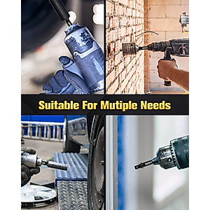 BOEN Impact Grade Socket Adapter Set, 3-PCS Drill Bit Adapter with Bit Holder, Sizes 1/4", 3/8", 1/2", 1/4-Inch SAE Hex Shank, Cr-V with Black Phosphate Finish