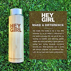 Hey Girl Bamboo Tea Infuser Bottle with Tea Strainer - Insulated Stainless Steel Water Bottle for Loose Leaf Tea & Coffee - Tea Tumbler with Diffuser - Loose Tea Bottle or Thermos Travel Mug - 18 oz