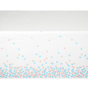 Plastic Table Covers with Pink and Blue Confetti for Gender Reveal (54 x 108 in, 6 Pack)