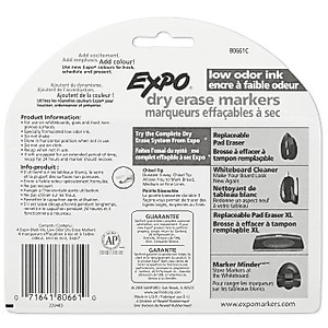EXPO 80661 Low-Odor Dry Erase Markers, Chisel Tip, Black, 4-Count