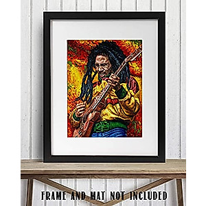 "Bob Marley-Rocking"- Abstract Concert Wall Art -8 x 10"s Wall Prints-Ready To Frame-Classic Marley Poster Print. Modern Home-Studio-Bar-Office Décor. Perfect Gift for All Reggae & Marley Fans.