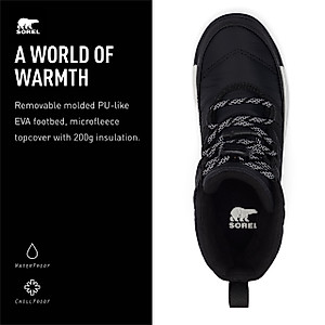 SOREL Youth Unisex Youth Whitney II Short Lace Waterproof Boots - Black, Black - Size 2