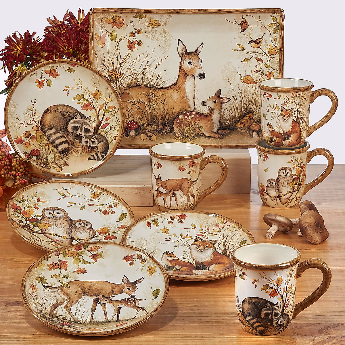 Certified International Pine Forest 16 oz. Mugs, Set of 4, 4 Count (Pack of 1),