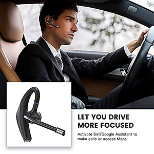 Bluetooth Headset,Wireless Bluetooth V5.0 Earpiece Hands-Free Earphones with Noise Cancellation Mic for Driver/Business/Home/Office/Cell Phones/PC