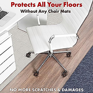 Office Chair Wheels Replacement Set 10mm (3/8" x 7/8") Stem - Fits IKEA Chairs ONLY - Soft Desk Chair Casters for Wood Floors & Carpet - Heavy Duty & Safe for All Floors Without Any Chair Mats