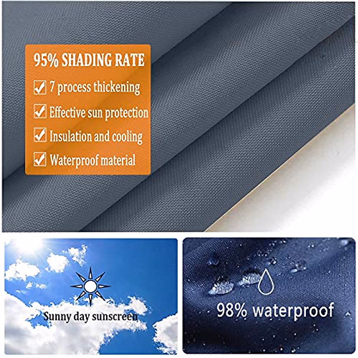 JLCP Square Awning 3,6X3,6M Balcony Sun Shade Protection Waterproof Windproof 90% UV Block Breathable Rectangle Sail Canopy for Outdoor Patio Garden Lawn Pergola Decoration,Light Brown