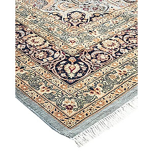 Solo Rugs One of a Kind Hand Knotted Hand Made Wool Traditional Floral Mogul Gray 8 x 10 Area Rug