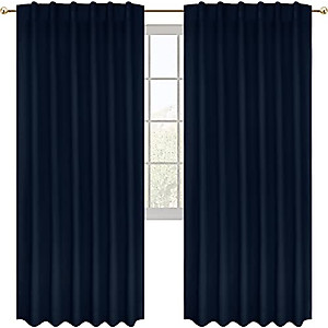Utopia Bedding Curtain - Rod Pocket Blackout Curtains 84 Inch Length 2 Panels Set - Thermal Curtains & Drapes for Living Room, Bedroom, Dining Room, Home Office, Classroom, 52W x 84L Inches, Navy