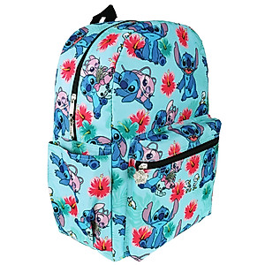 Lilo and Stitch 16 Inch Allover Print Laptop Backpack (Aqua)