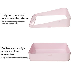 Sfozstra Open Prevent Sand Leakage, Durable High Side Sifting Litter Box for Small Cats,Secure and Odor , Removable Litter Box, Easy to Clean (Pink Small)