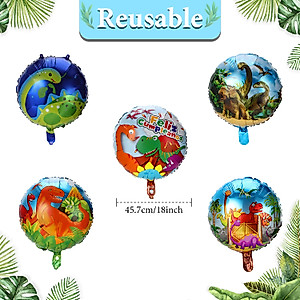 Dinosaur Balloons Dinosaur Party Supplies, 12 Pieces Dinosaur Foil Balloons Aluminum Mylar Helium Jungle Balloons for Birthday Weddings Graduation Party Baby Shower Jungle Theme Party Supplies