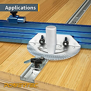 POWERTEC 71359 Aluminum Combo T-Track Miter Track for Woodworking | 32” Dual Track Rail, Aluminum Grey