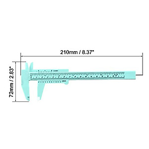 uxcell Vernier Caliper 150mm Mini Double Scale Plastic Ruler Measuring Tool Green Portable Sliding Gauge for Inside Outside Depth