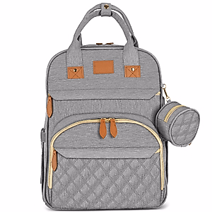 HB HOMEBOAT Diaper Bag with Changing Station,Baby Diaper Bags for Baby Boy Girl Large Diaper Bag Multifunctional Large Diaper Backpack Baby Mom Bag with Bassinet Stroller Straps - Grey
