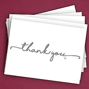 Thanks From The Heart Thank You Note Card Pack / 36 Thanks Greeting Cards With White Envelopes / 3 1/2" x 4 7/8" Generic Hearts Appreciation Blank Cards