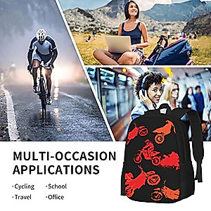 ALIFAFA Motocross Sport Motorcycle Vehicle School Backpack Shoulder Daypack, Dirt-Bike Boy Men School Bag Outdoor Casual Shoulders Backpack Travel Daypacks for Women Men Teens Kids Black