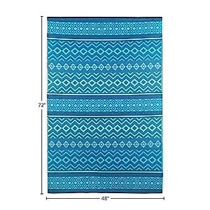 Erbanica Fiesta Premium Quick Dry Reversible Indoor/Outdoor Plastic Rug for RV, Camping, Beach, Picnic, Patio, Pool Side, 4 ft x 6 ft