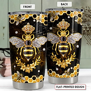 SANDJEST Bee Tumbler 20oz Stainless Steel Insulated Tumblers Coffee Travel Mug Cup Jewelry Drawings Style Bee Gifts for Women Girls Teen Gift for Birthday Christmas