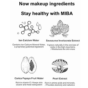 MIBA Ion Calcium Mineral BB Cream 50ml / 1.69 fl.oz Patent raw material mineral ion calcium. Thin but overwhelming coverage. Long lasting power. Excluding chemicals as much as possible