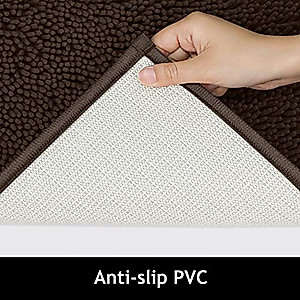 TREETONE Machine Washable Water Absorbent Bath Mat Bathroom Rugs Non Slip Soft Microfiber Mat，2 Piece Bathroom Rugs Set (Set of 2-Small 16" x 24" Medium 20" x 32", Chololate Brown)