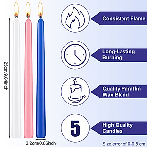 5 Pieces Blue Advent Candle Blue Taper Candles Christmas Advent Candle Long Burning Tapered Candles Dripless Taper Candles and Unscented Candlesticks for Advent Rings and Church Advent Wreaths